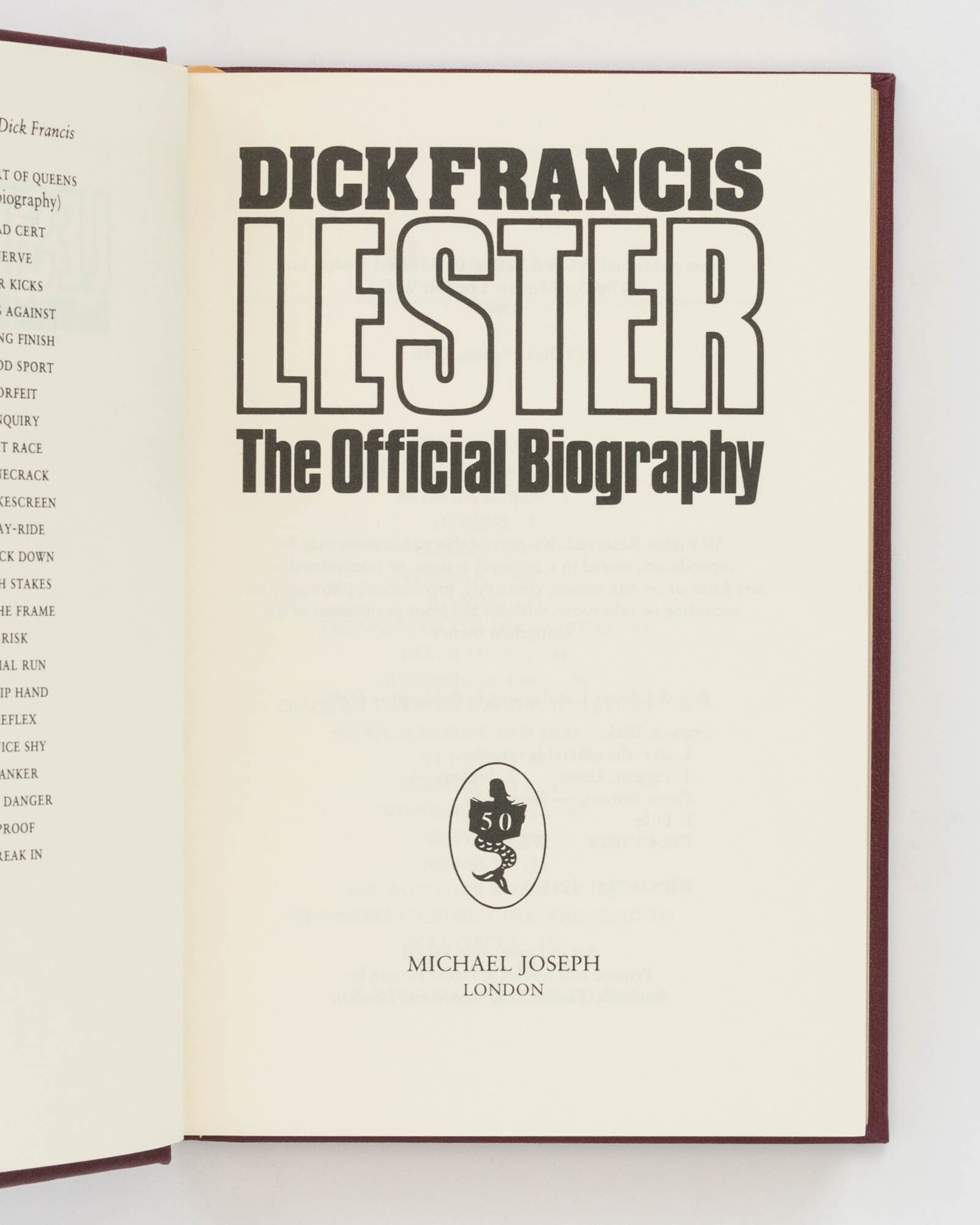 Lester Piggott . The Official Biography | Dick FRANCIS | First Edition